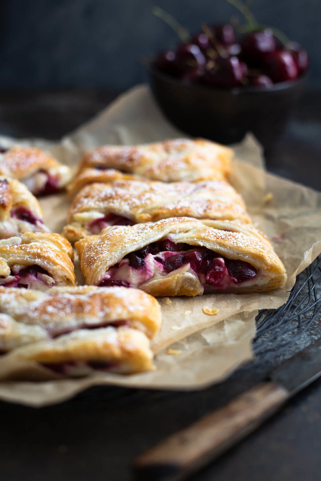 Cherry Cream Cheese Pastries (with Fresh Cherries) - Taming of the Spoon